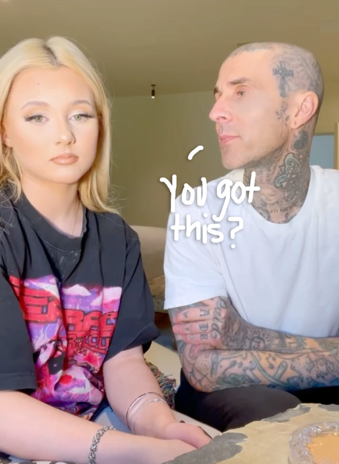 Travis Barker Lets 15-Year-Old Daughter Alabama Cover Up His Face ...