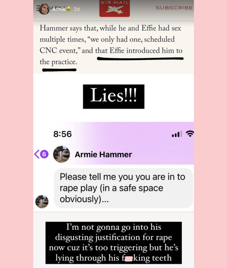 Armie Hammer Rape Accuser BLASTS Interview Claims - And She Has ...