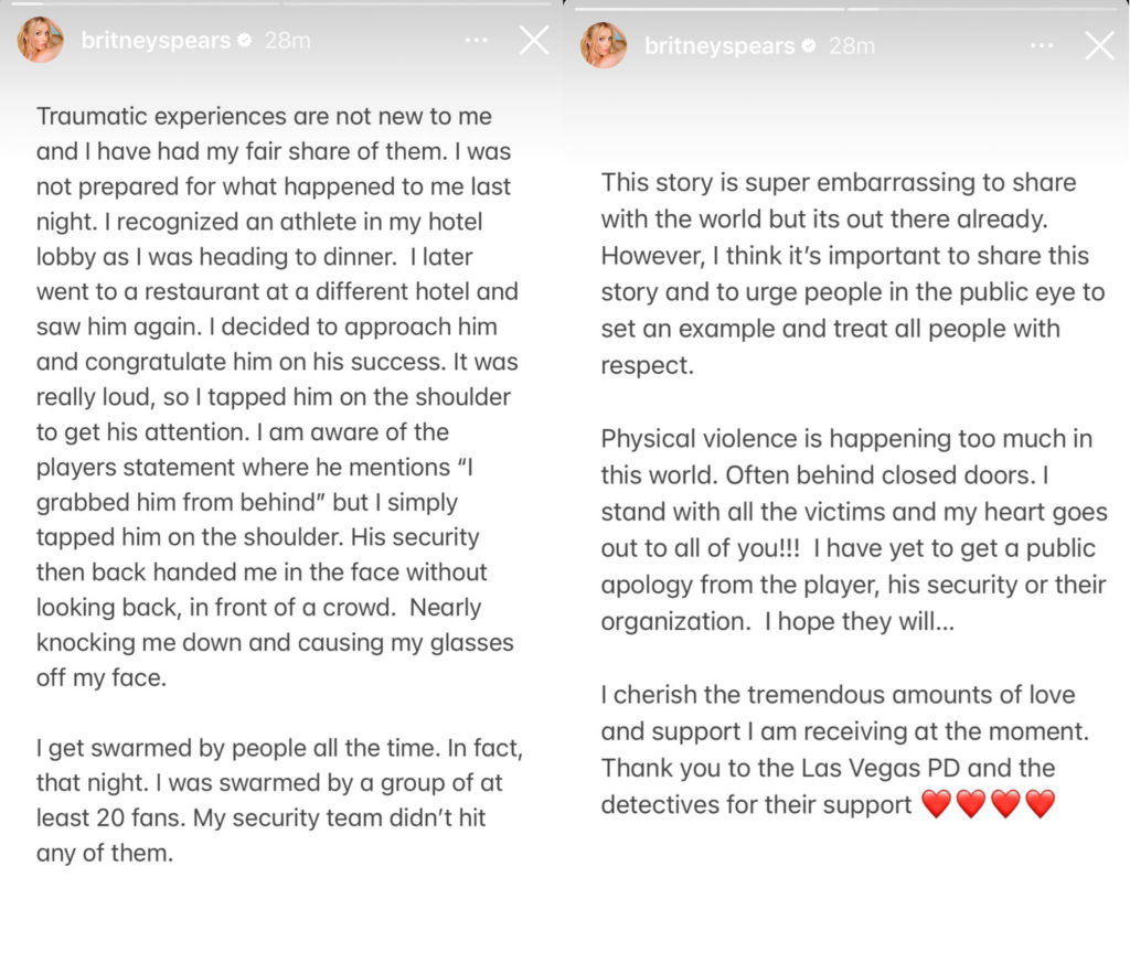 Britney Spears Releases Statement After VIOLENT Security Guard Slap In ...