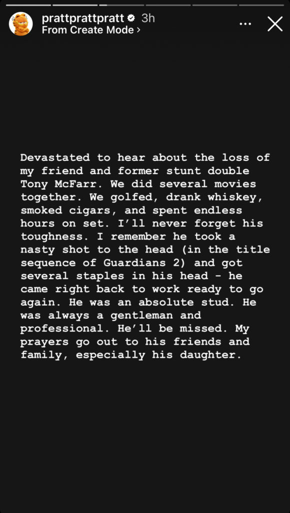 Chris Pratt’s Longtime Stunt Double Tony McFarr’s Cause Of Death ...