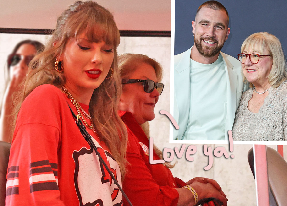 Taylor Swift’s Momma Andrea Gives Travis Kelce’s Mom Donna The BIGGEST Hug At Chiefs Game! Aw ...