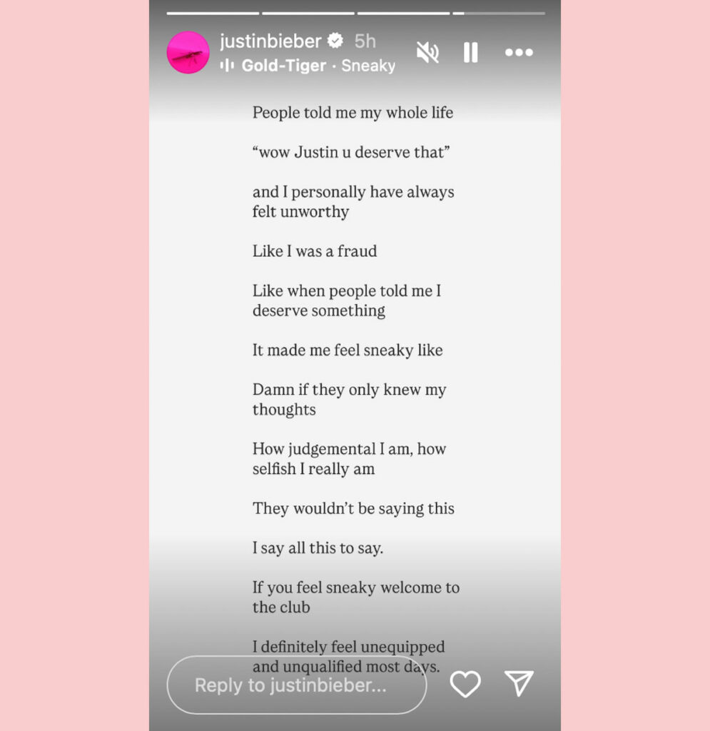 Justin Bieber Says He's 'Always Felt Unworthy' In Sad Cryptic Post ...