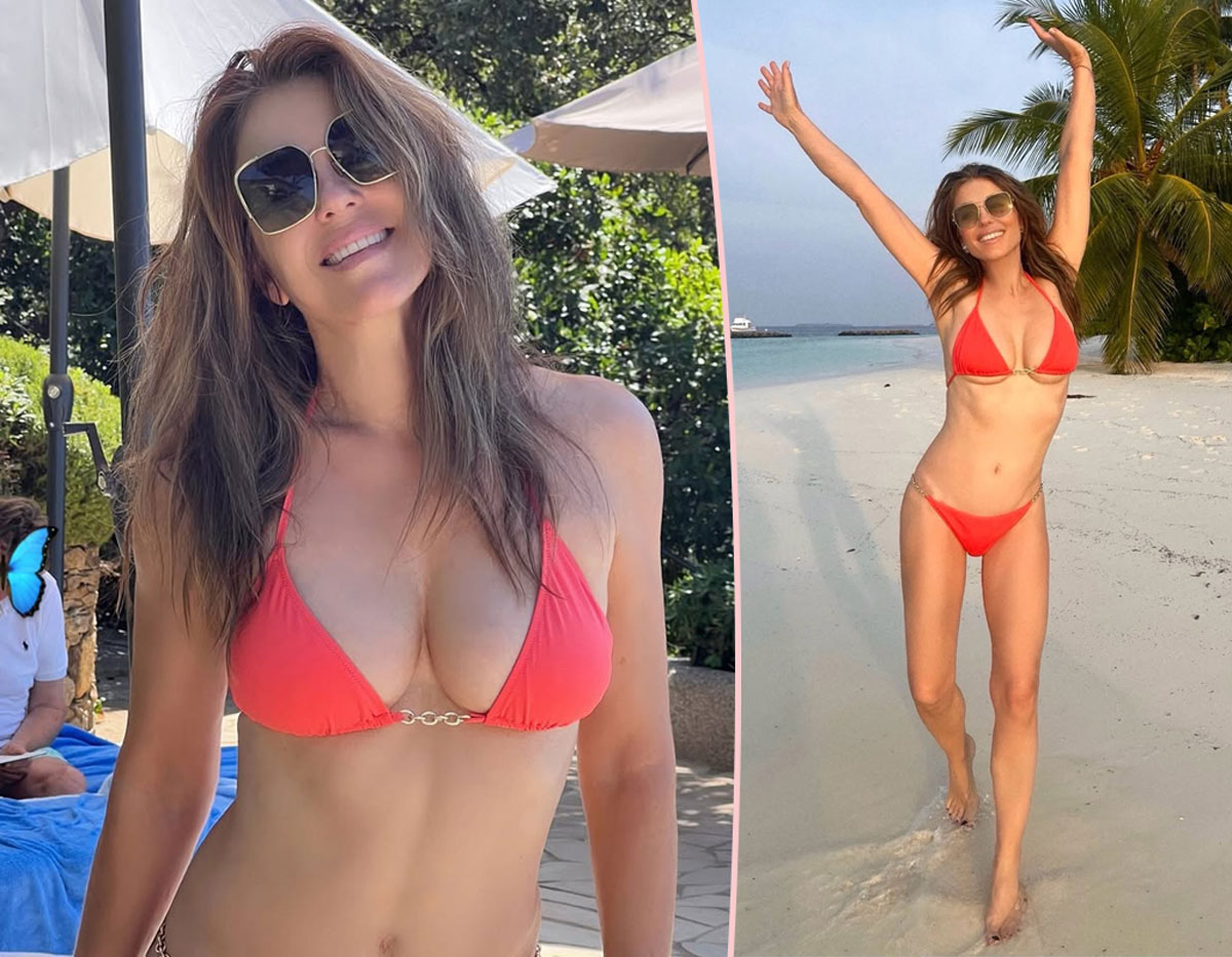 Elizabeth Hurley Shares Her Legendary Bikini Posing Tips - And They're VERY Strategic! - Perez ...