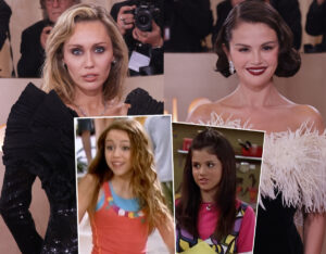 Selena Gomez & Miley Cyrus Share Disney Reunion At Golden Globes - LOOK ...